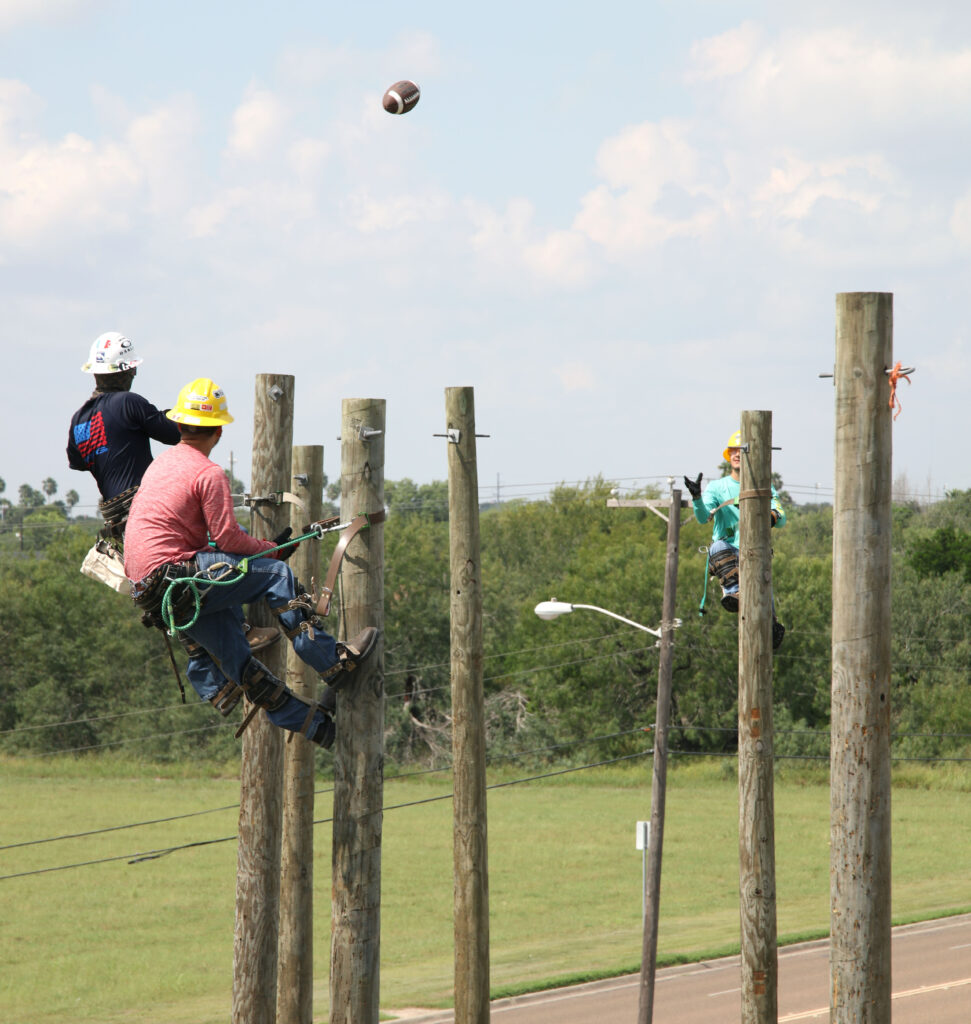 Footballs help TSTC Electrical Lineworker students conquer fear of ... Footballs help TSTC Electrical Lineworker students conquer fear of ...